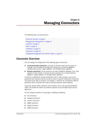 Connector Management User's Guide for ArcSight Express v4.0 | PDF
