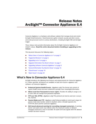 ArcSight Connector Appliance 6.4 Release Notes | PDF