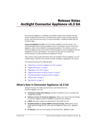 ArcSight Connector Appliance v6.3 Release Notes | PDF