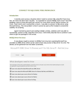 Connect sql-using-perl-from-linux | DOCX | Databases | Computer Software and Applications