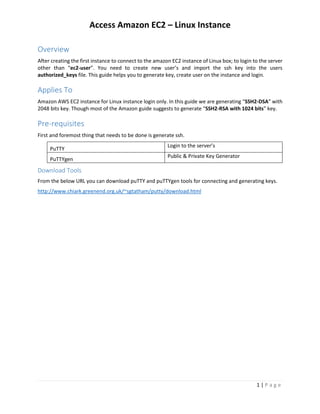 Connect Amazon EC2 Linux Instance | PDF