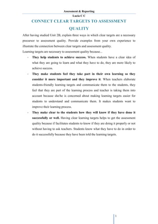 Connect clear targets to assessment quality | DOCX | Educational ...