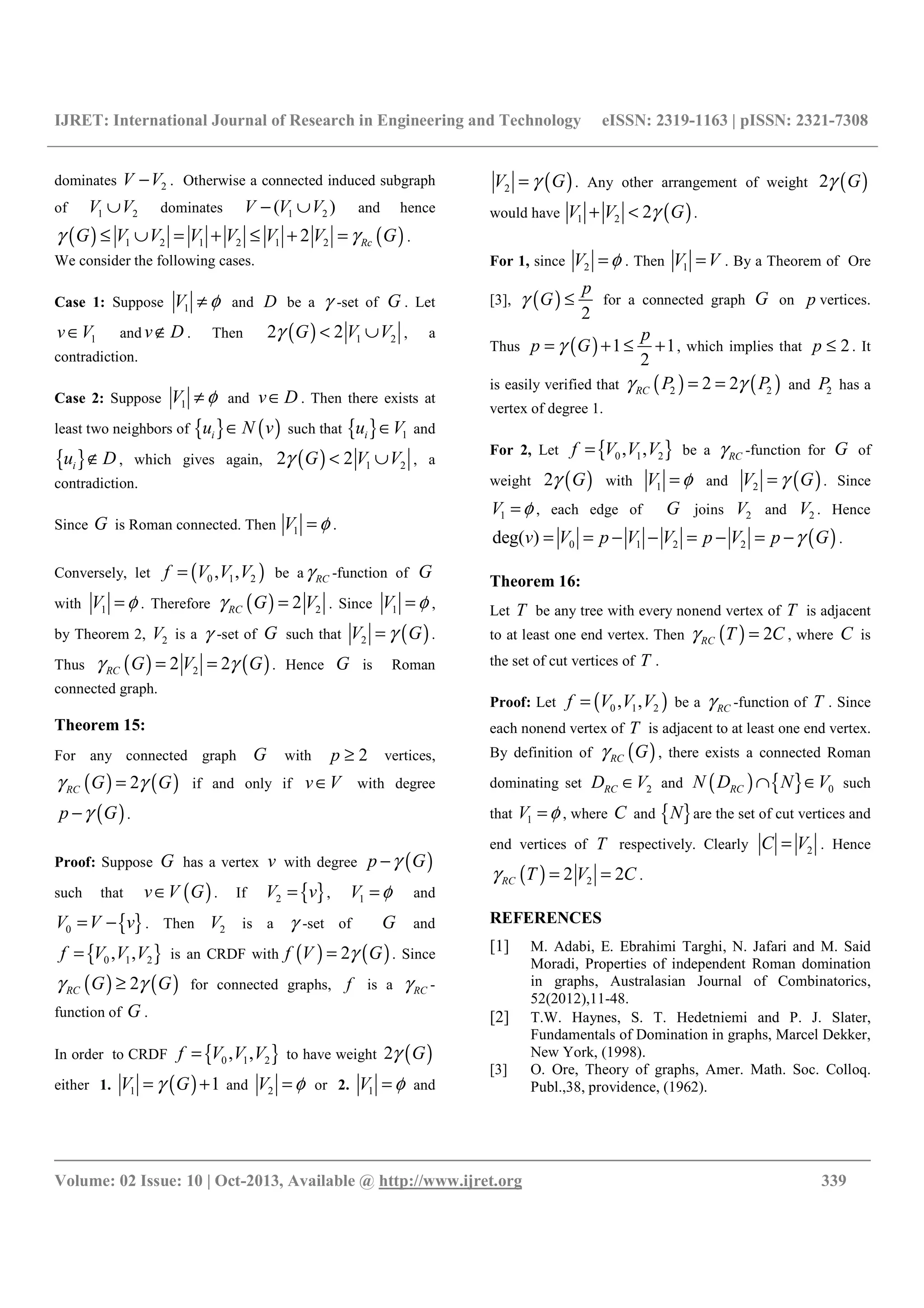 Connected roman domination in graphs | PDF