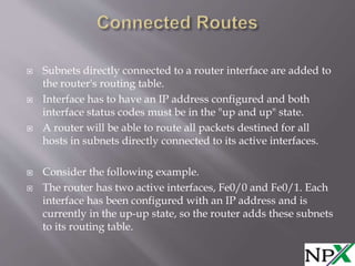 Connected, Static & Dynamic Routes | PPT