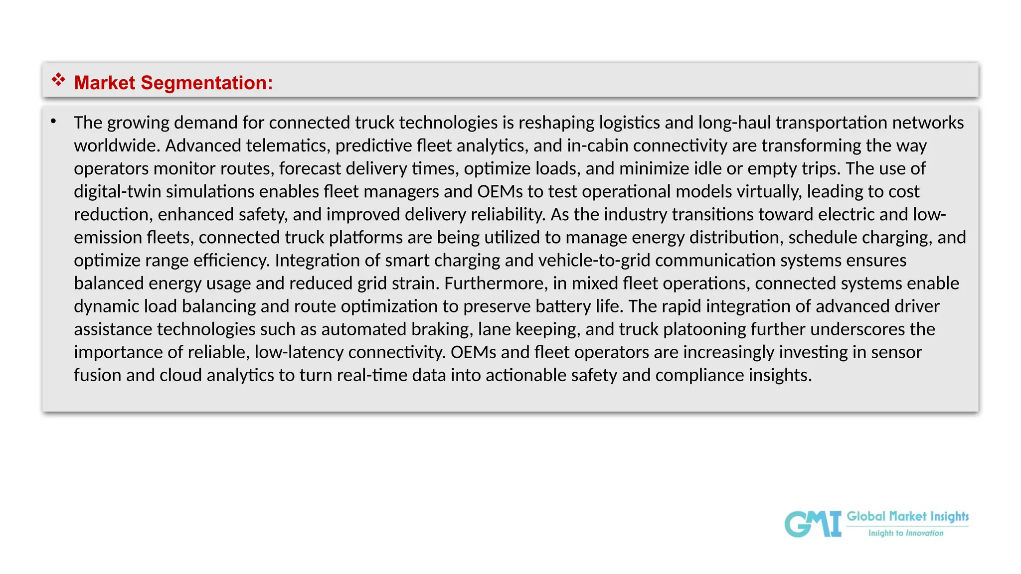 Connected Trucks Market Regional Trend & Growth Projections By 2034 | PPTX