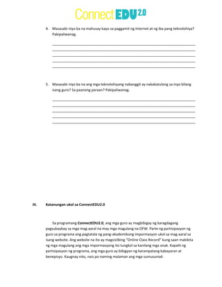 ConnectEDU Teacher Survey Form | DOC