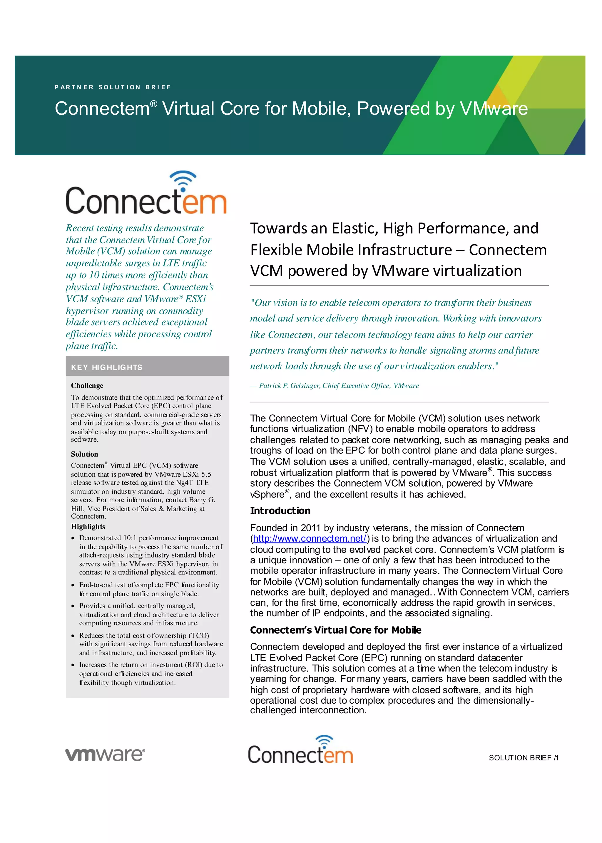 Connectem VCM powered by VMware - partner brief | PDF