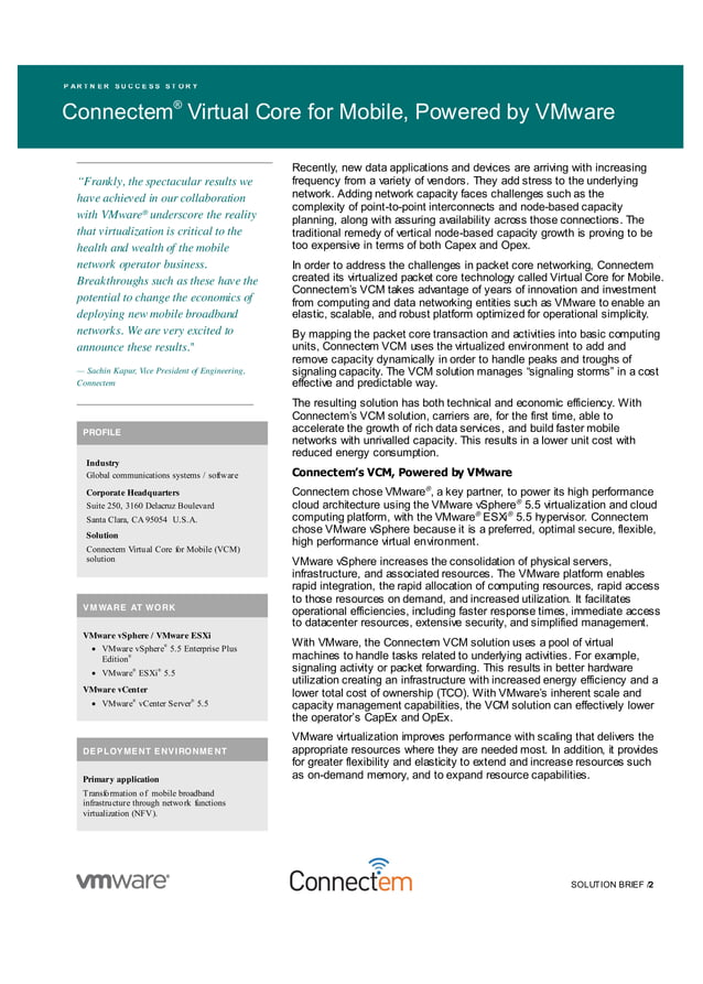 Connectem VCM powered by VMware - partner brief | PDF