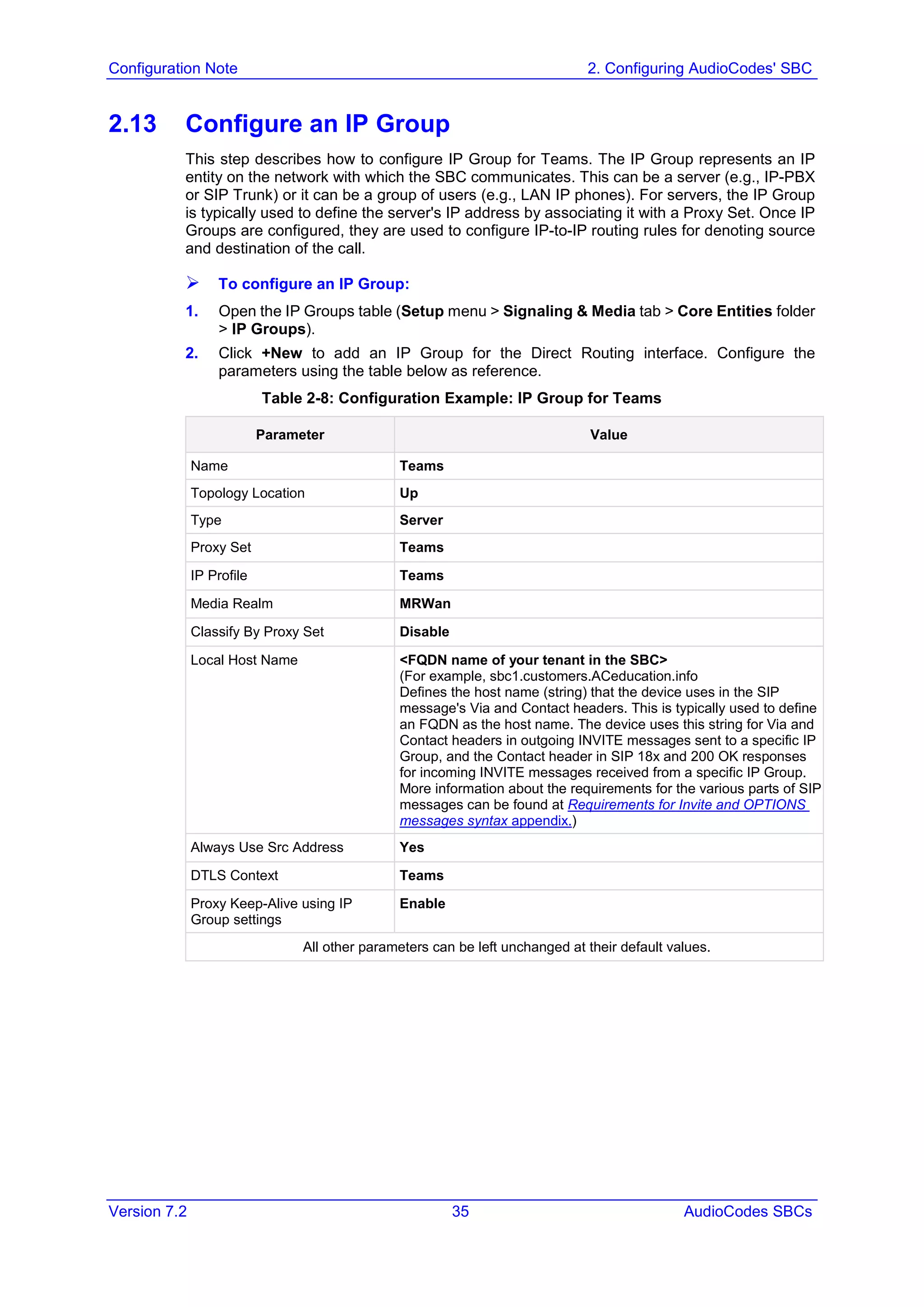 Connecting Audiocodes Sbc To Microsoft Teams Direct Routing Enterprise Model Configuration Note