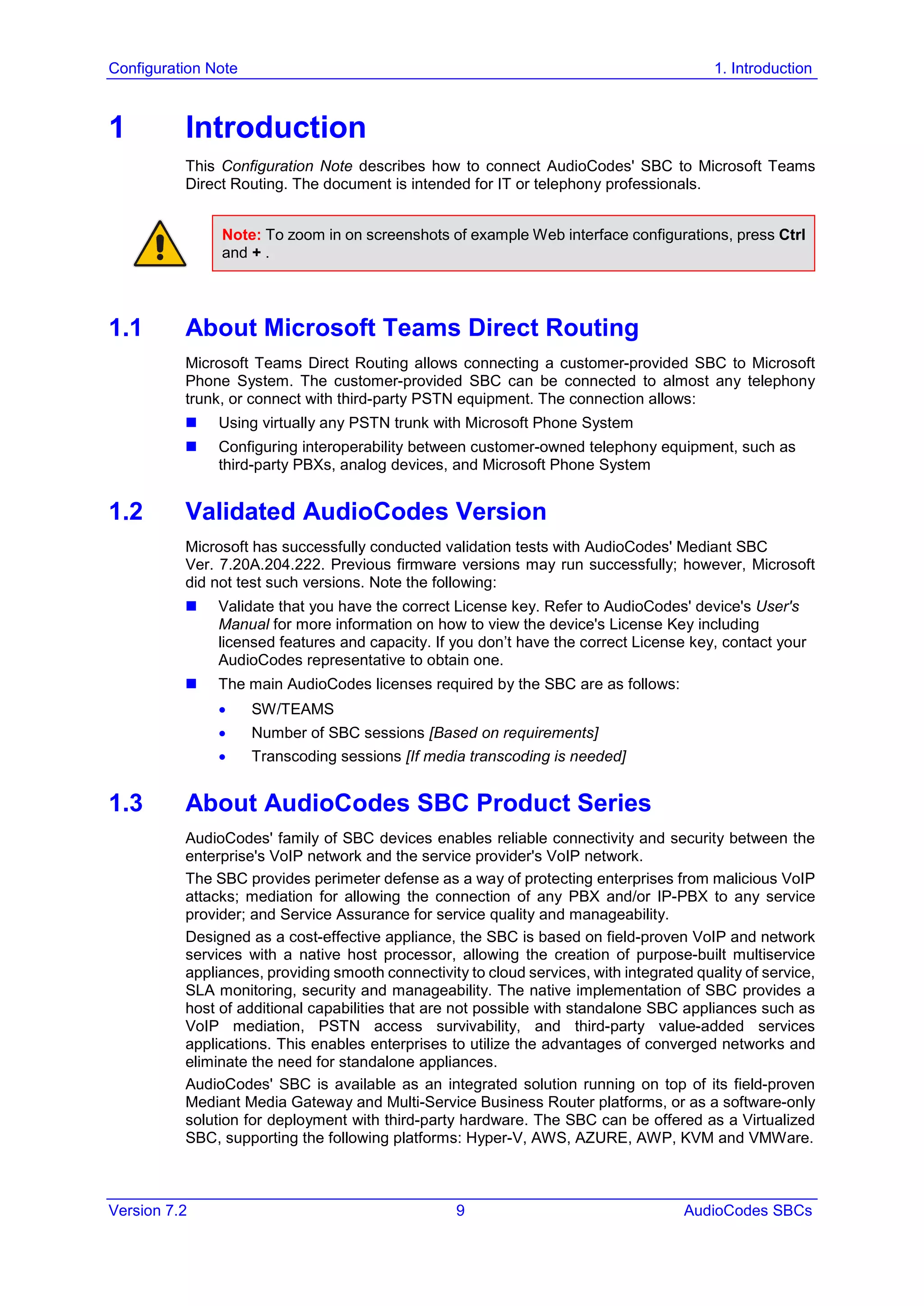 Connecting Audiocodes Sbc To Microsoft Teams Direct Routing Enterprise Model Configuration Note