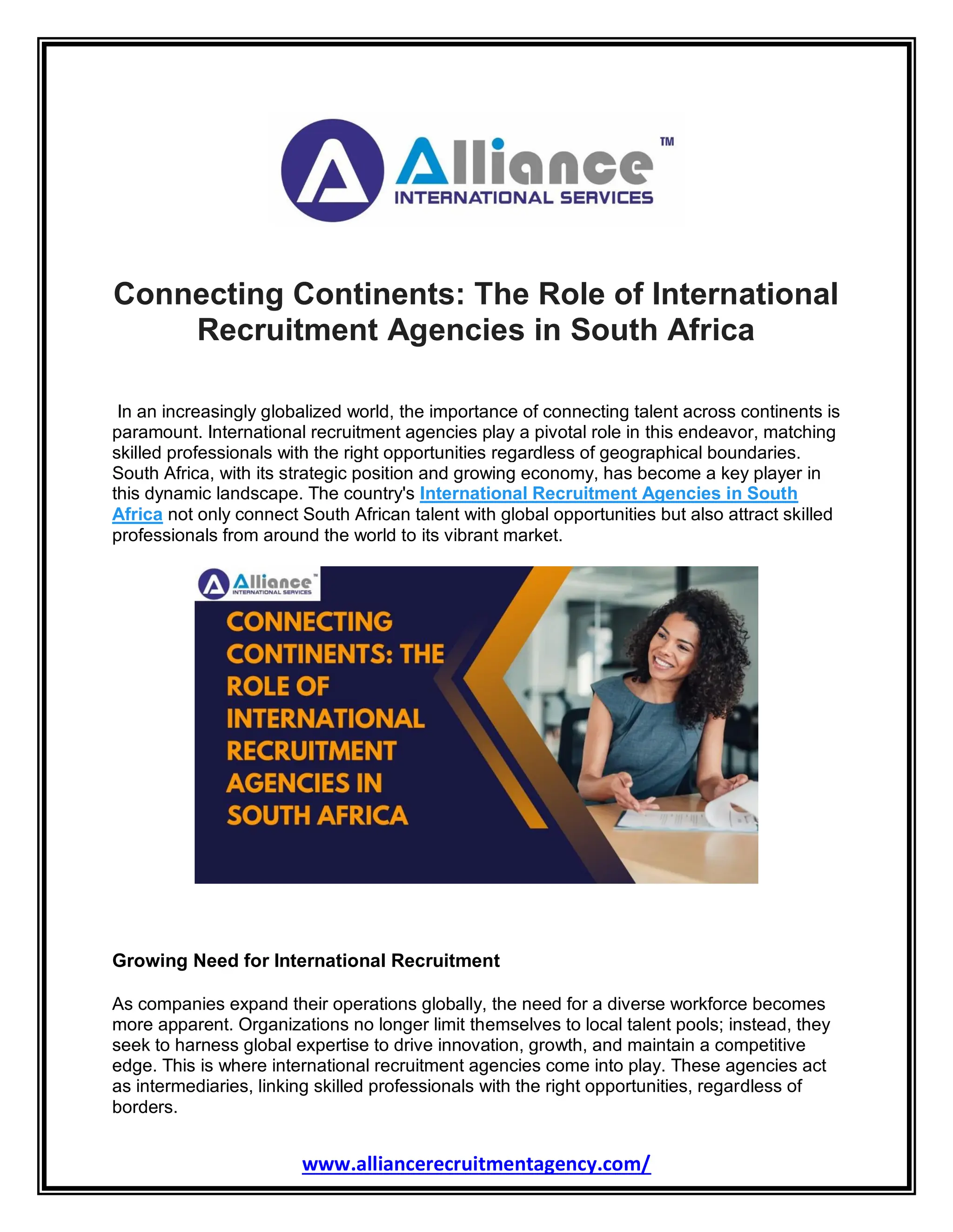 Connecting Continents The Role of International Recruitment Agencies in ...