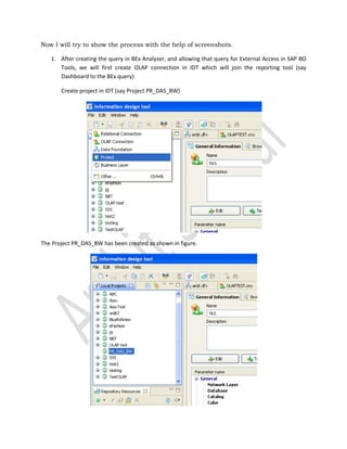 Connecting dashboard to b ex queries | PDF