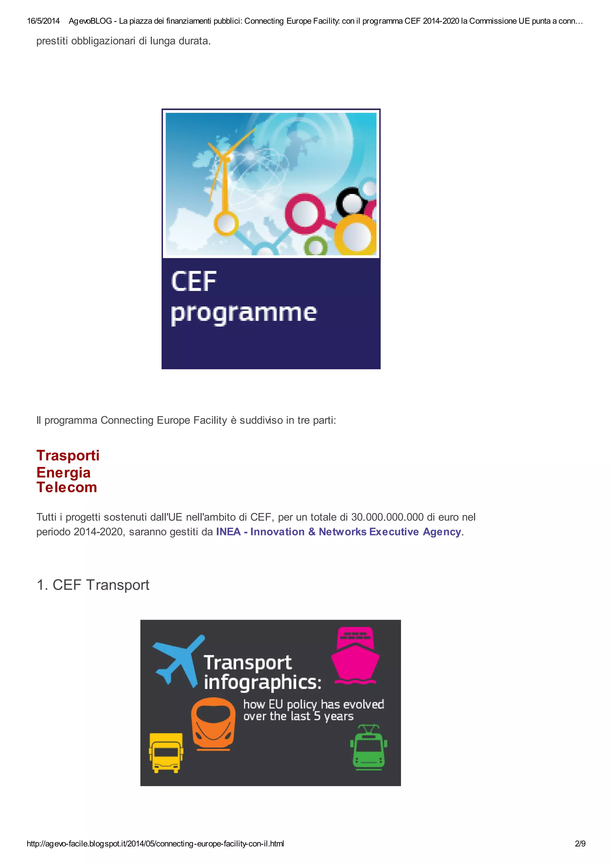 Connecting Europe Facility (CEF) 2014 2020: la UE finanzia le reti di ...