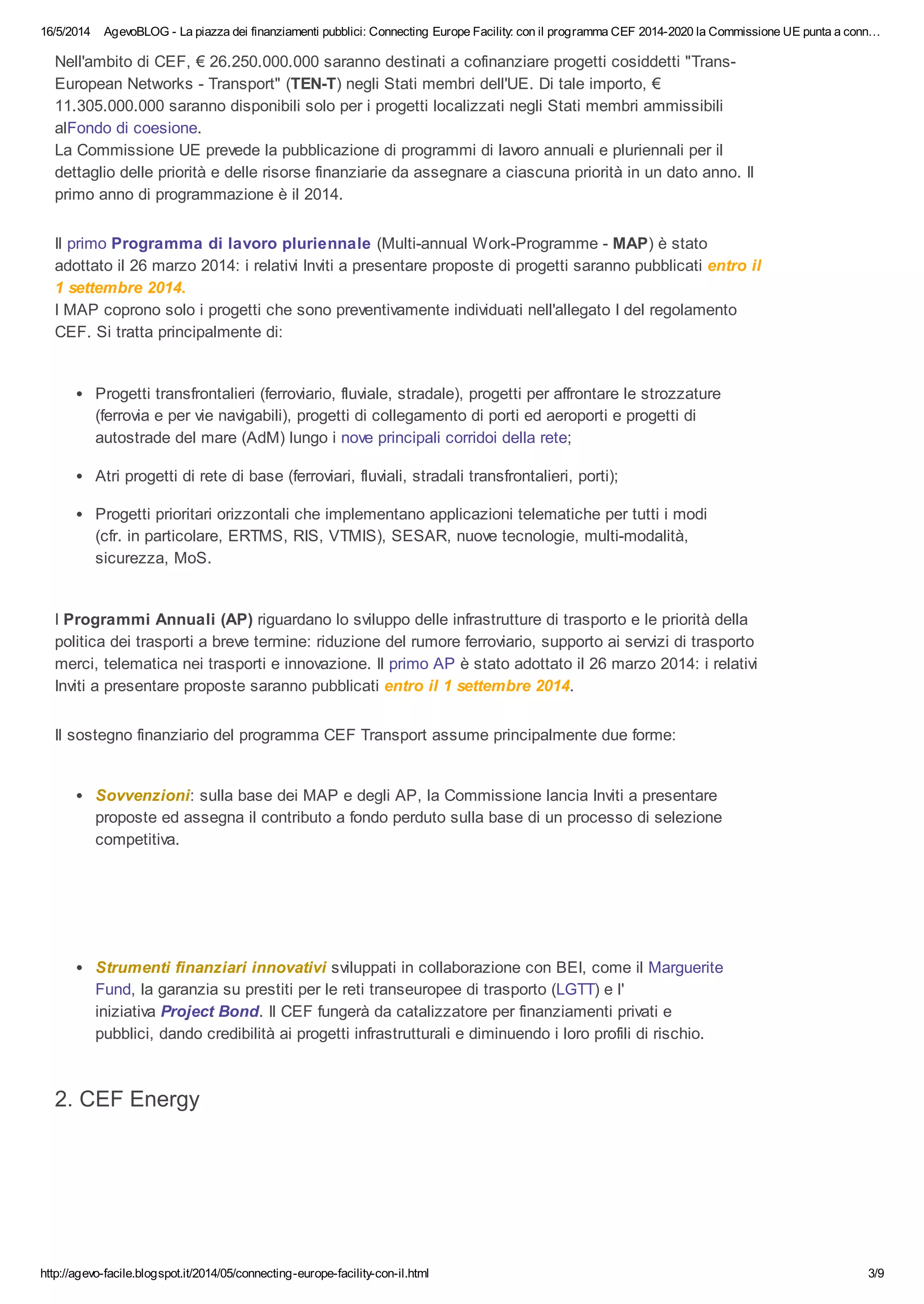 Connecting Europe Facility (CEF) 2014 2020: la UE finanzia le reti di ...