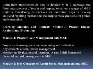 Connecting Learning with Monitoring and Evaluation - A Comprehensive ...