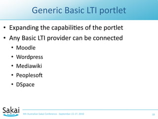 Connecting Sakai and uPortal (AuSakai 2010) | KEY | Internet | Computing