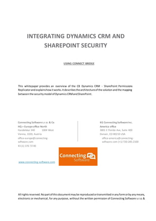 Connecting software Whitepaper: Integrating Dynamics CRM and SharePoint security | PDF
