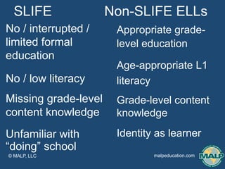 Connecting students with limited interrupted formal education (SLIFE ...