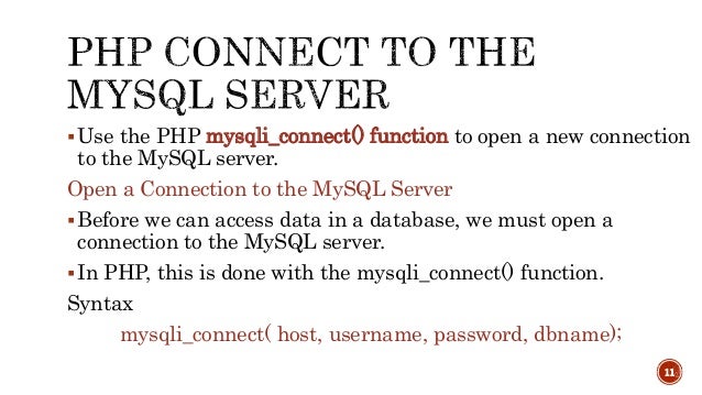 Connecting to my sql using PHP