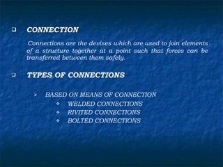 Connections in steel structures | PPT