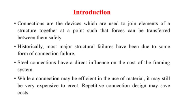 Connections in steel structures | PPTX