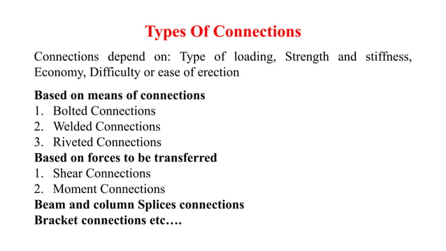 Connections in steel structures | PPTX