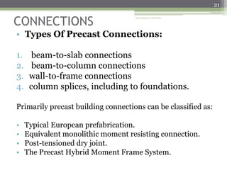 Connections of earthquake resisting precast reinforced concrete ...