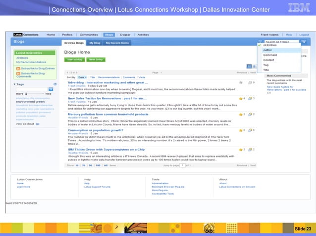IBM Lotus Connections Overview | PDF | Social Networking | Internet