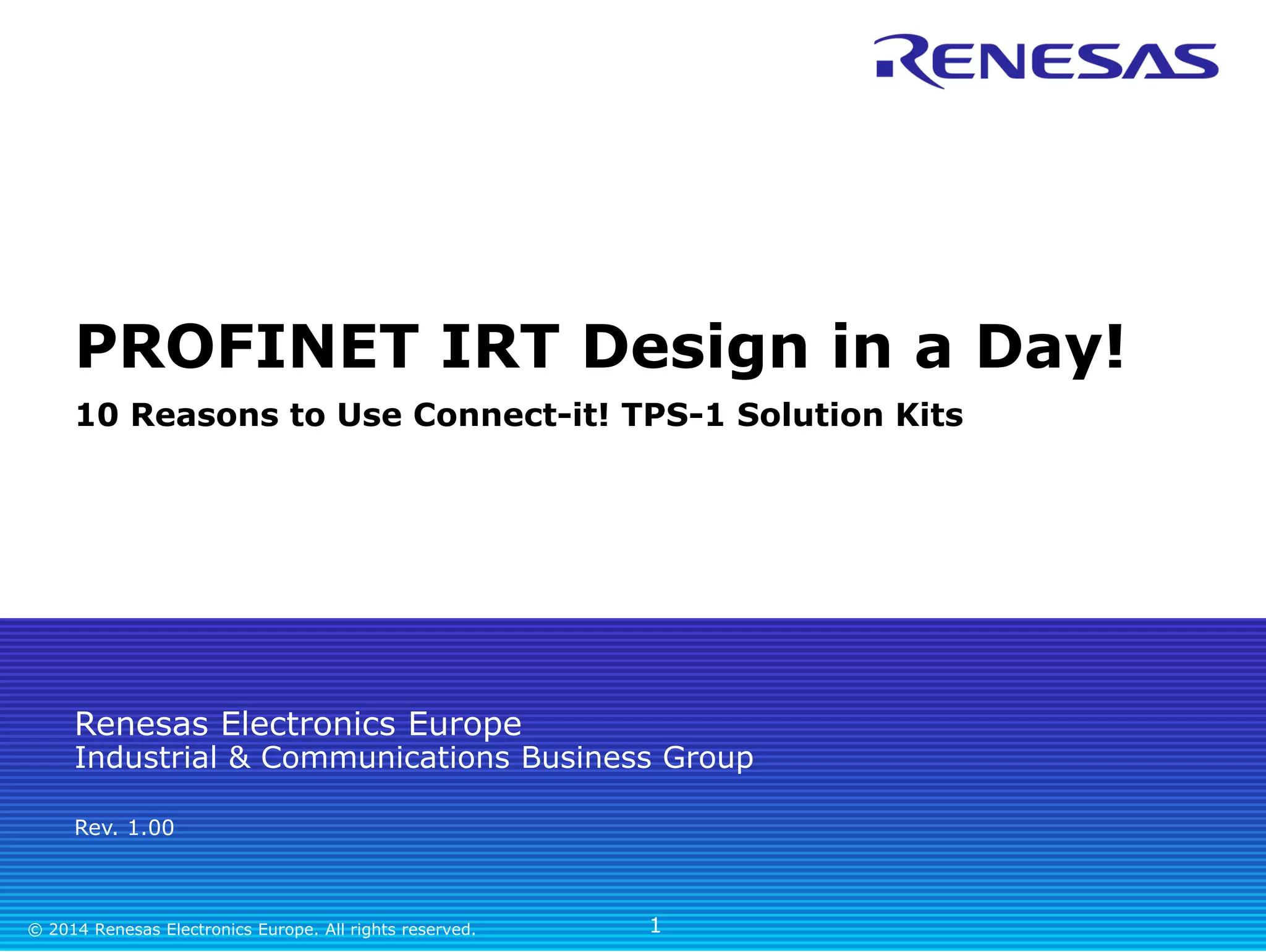 10 Reasons to use the Renesas TPS-1 PROFINET solution kit | PDF