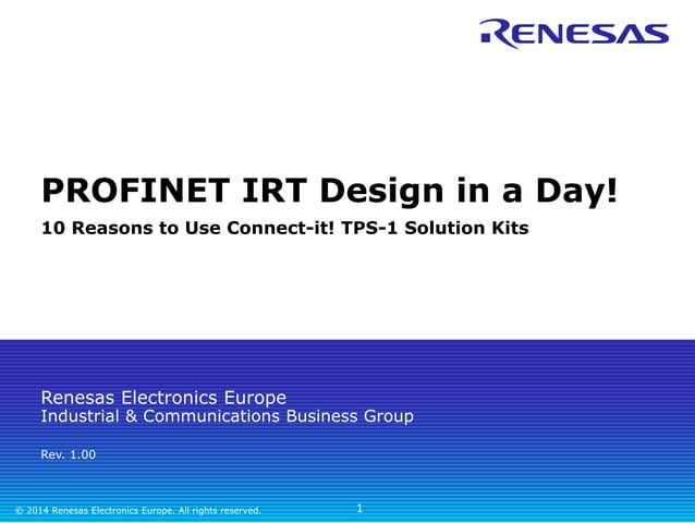 10 Reasons to use the Renesas TPS-1 PROFINET solution kit | PDF