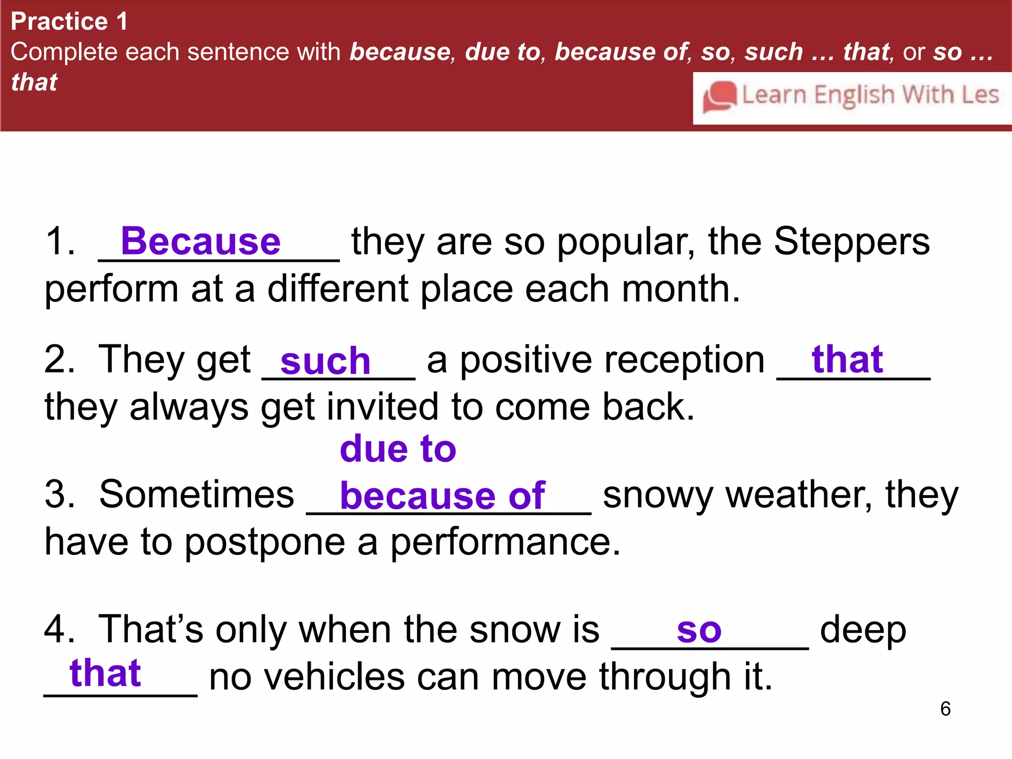 Connectives that express cause and effect contrast and condition | PPT