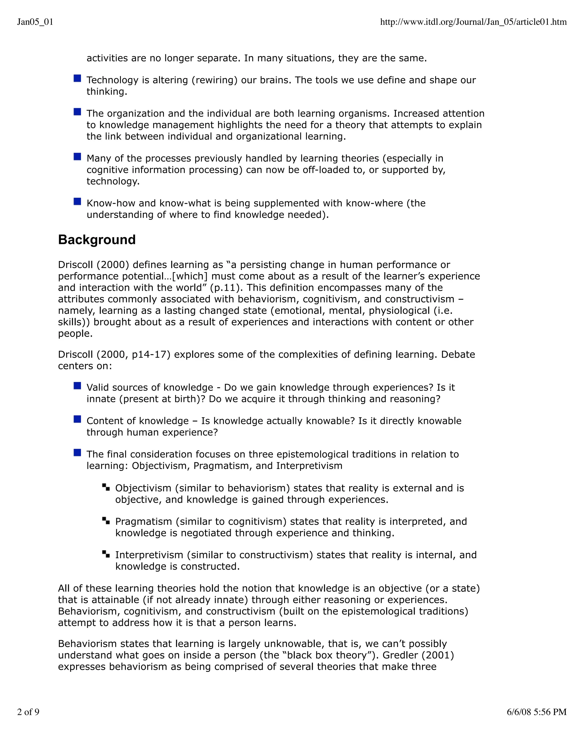 Connectivism: A learning theory for the digital age | PDF