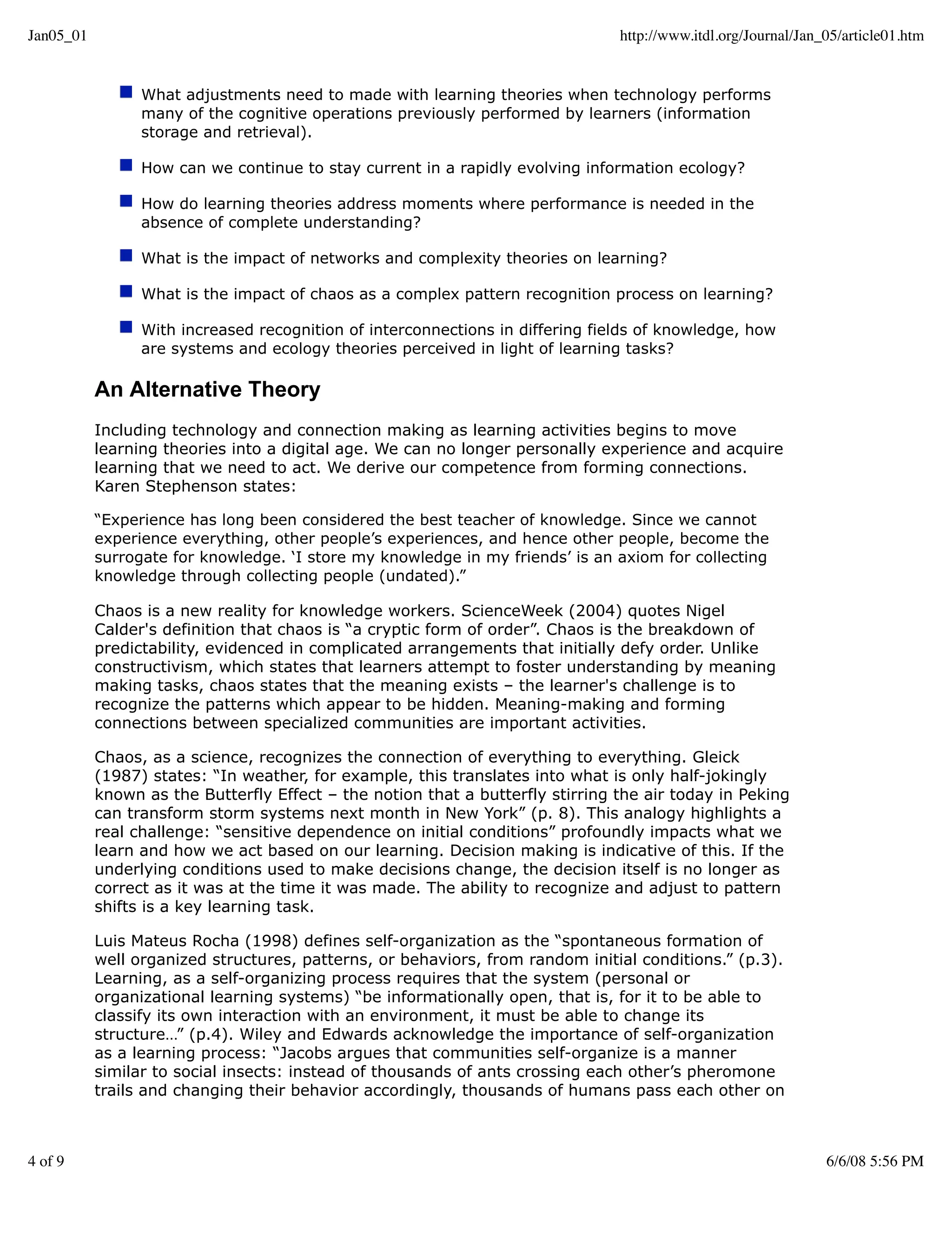 Connectivism: A learning theory for the digital age | PDF | Education