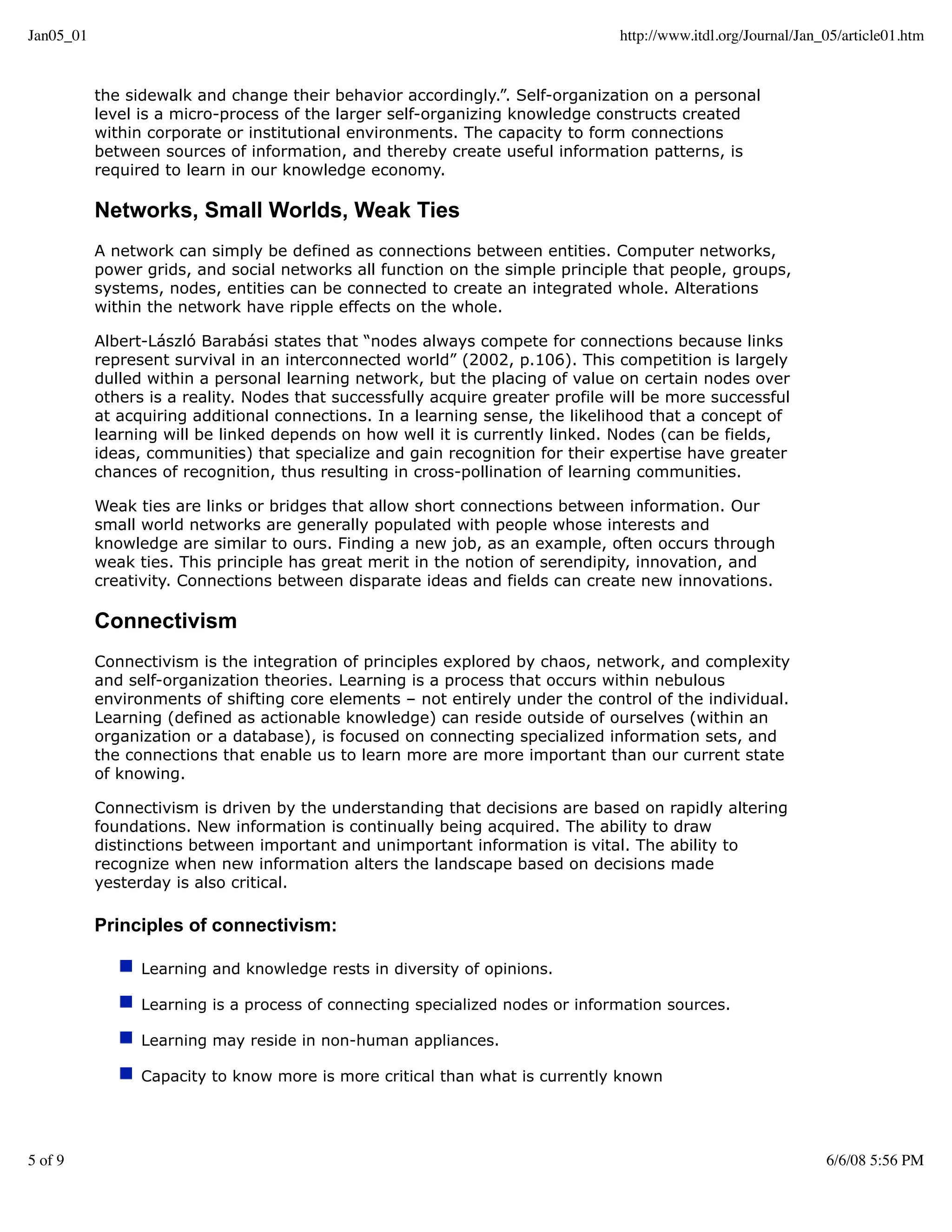 Connectivism: A learning theory for the digital age | PDF