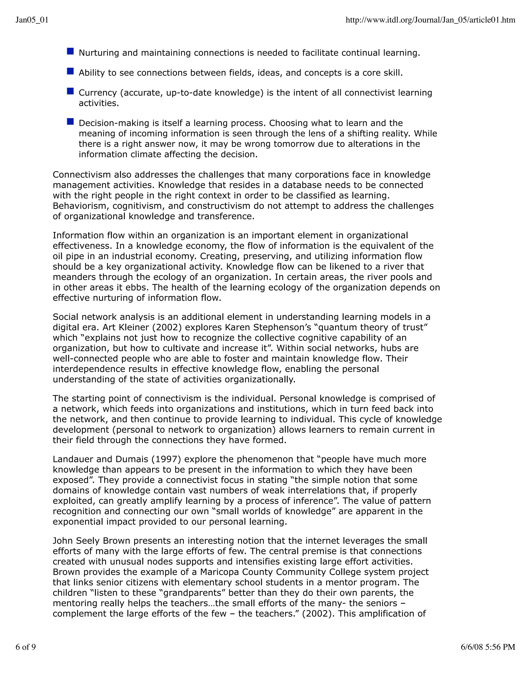 Connectivism: A learning theory for the digital age | PDF