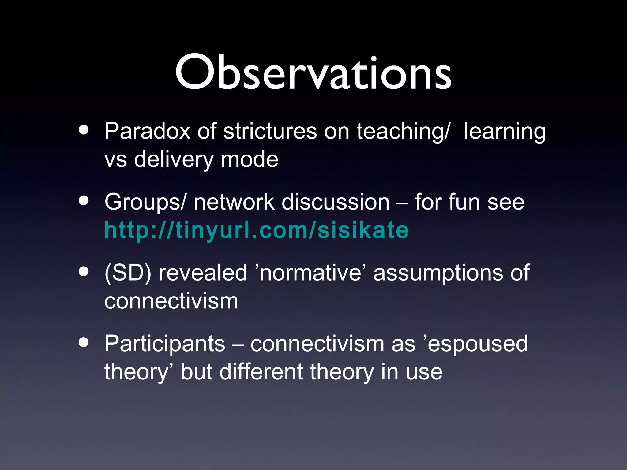 Network theories for technology-enabled learning and social change: Connectivism and Actor ...