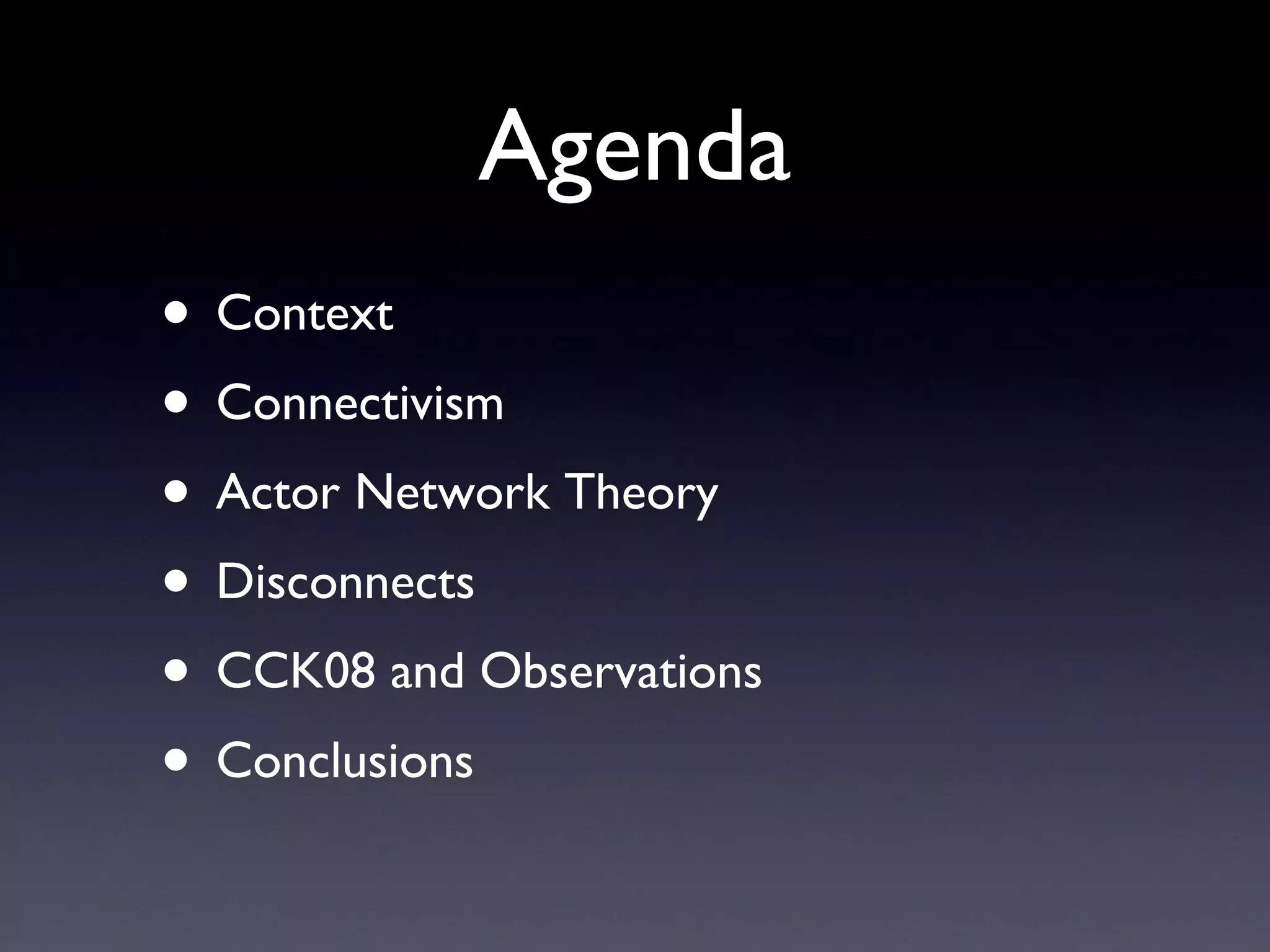 Network theories for technology-enabled learning and social change: Connectivism and Actor ...