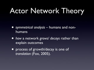 Network theories for technology-enabled learning and social change ...