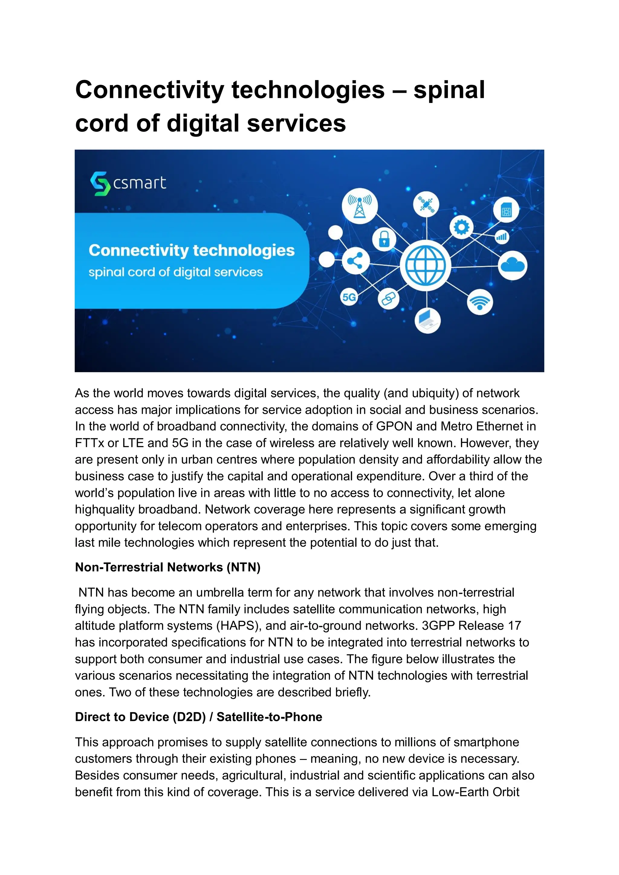 Connectivity technologies – spinal cord of digital services | PDF | Computer Networking | Computing