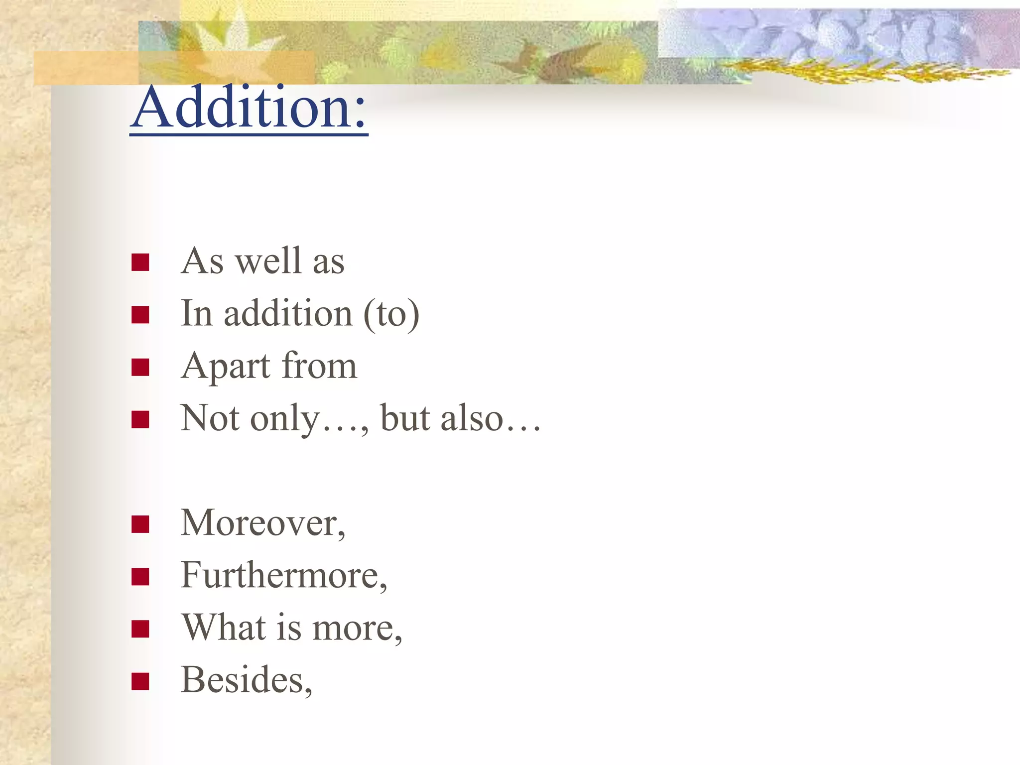 Connectors. linking words and phrases | PPT