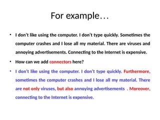 CONNECTORS in English language skills... | PPTX