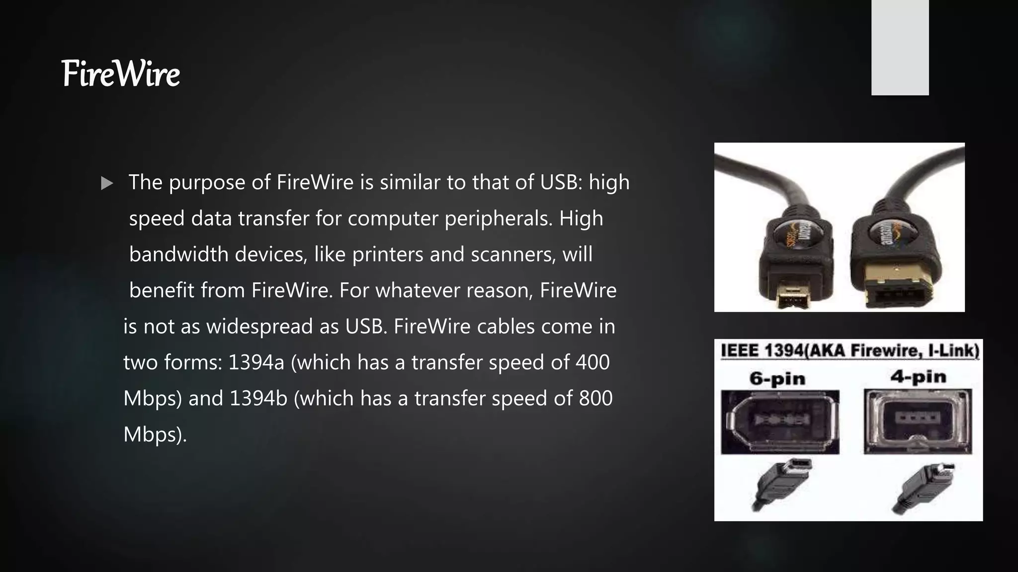 Connectors DVI, VGA, HDMI, Fire Wire | PPT