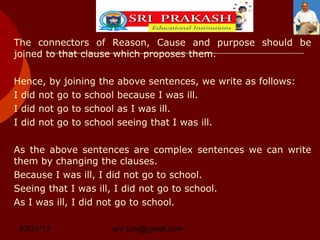 Connectors reason. cause and purpose | PPT