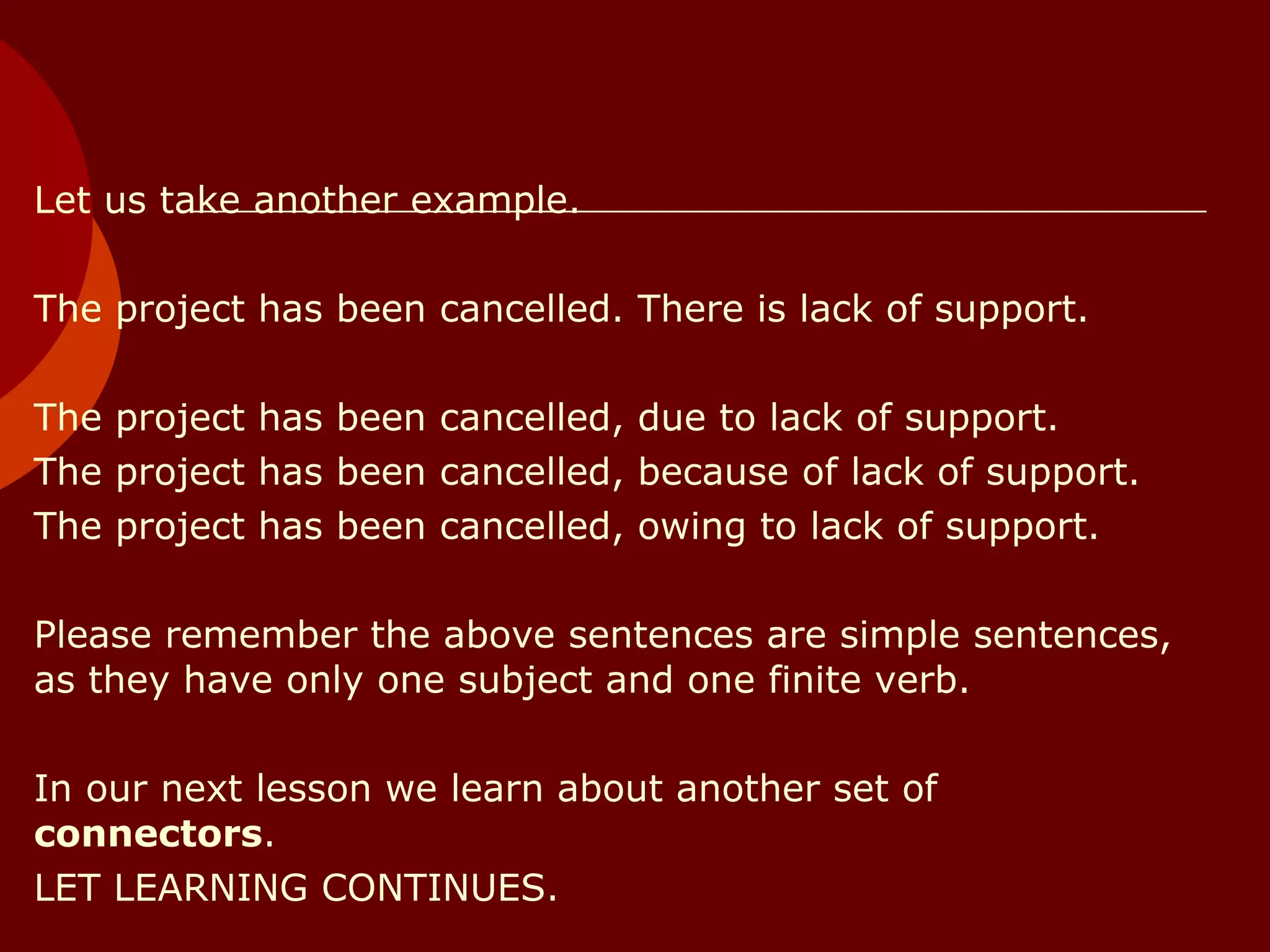 Connectors reason, cause & purpose - 02 | PPT