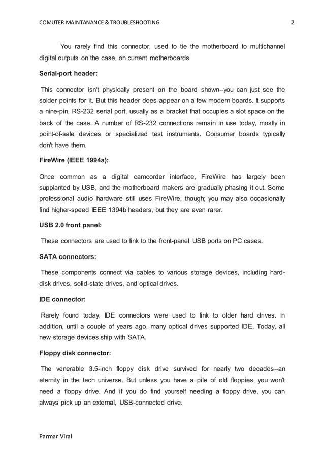Basic Introduction abut Connectors available on motherboard | PDF