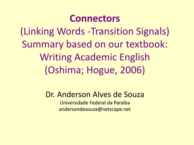 Connectors Resumo.pdf english vocabulary for academic English | PPT