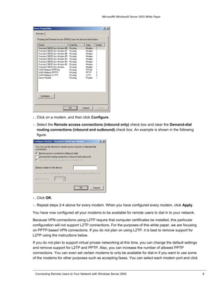 Connecting Remote Users to Your Network with Windows Server 2003 | DOC