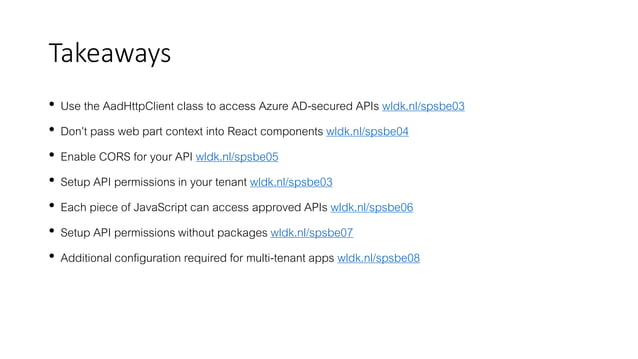 Connect SharePoint Framework solutions to APIs secured with Azure AD | PPT