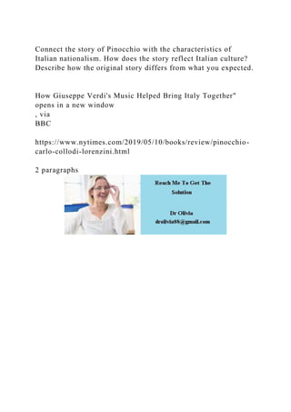 Connect the story of Pinocchio with the characteristics of Italian n.docx