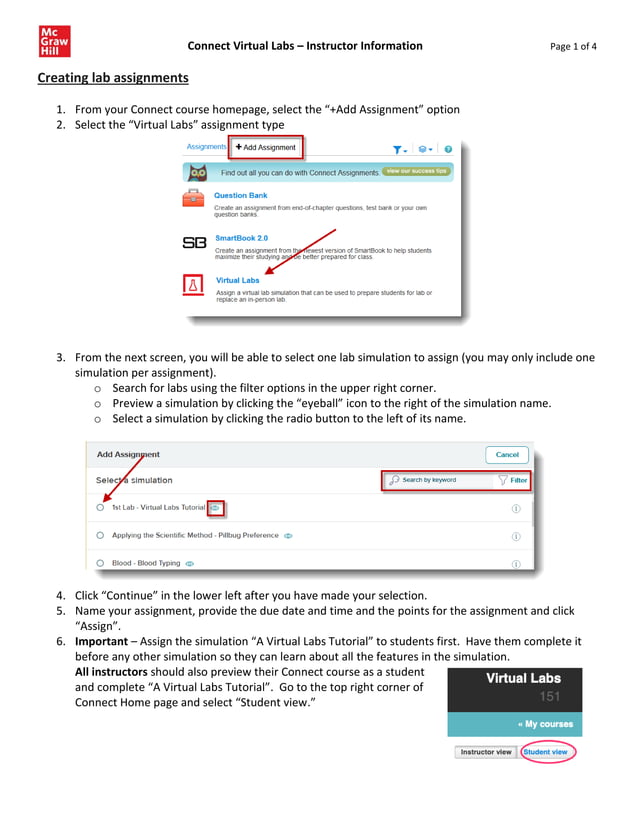 Connect virtual labs instructor | PDF